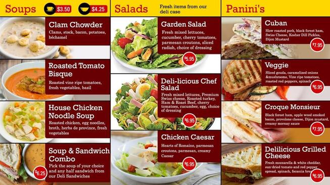 Menu at Deli-licious restaurant, Cedar Rapids