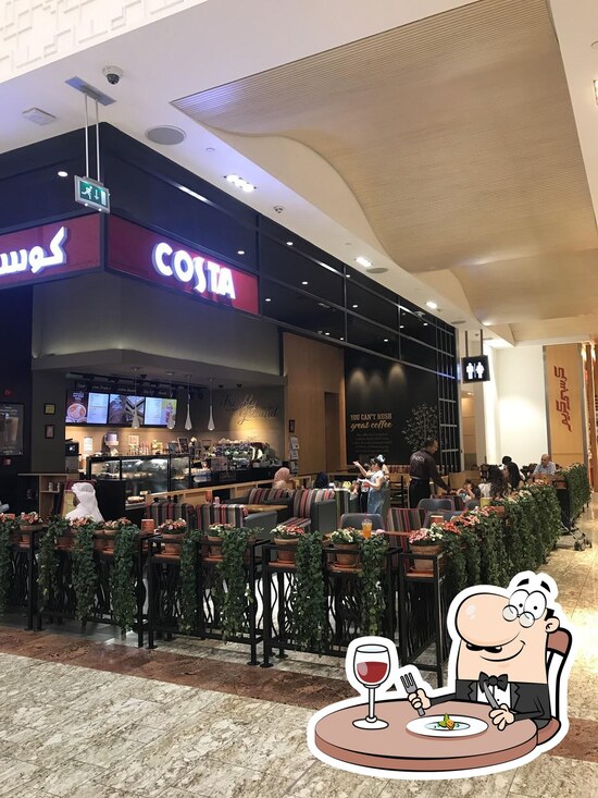 Menu at Costa coffee first floor south food court next to krispy kreme, UAE