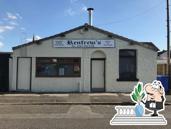 Menu at Renfrew's Chippy fast food, Denton