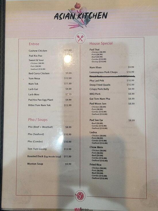 Menu at Asian Kitchen restaurant, Fresno
