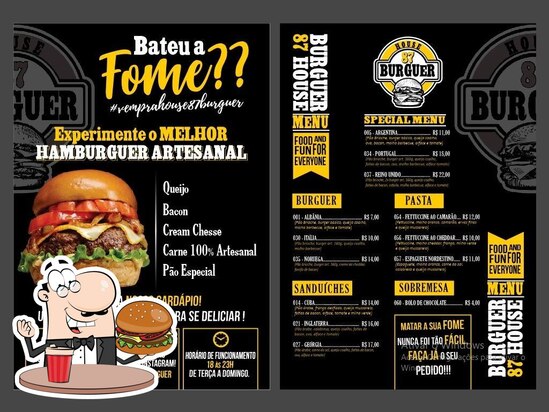 Menu em House 87 Burguer - Hambúrguer Artesanal, Pastéis e Massas ...