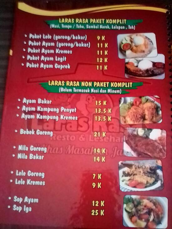 Menu at LARAS RASA RESTORAN restaurant, Banjarnegara