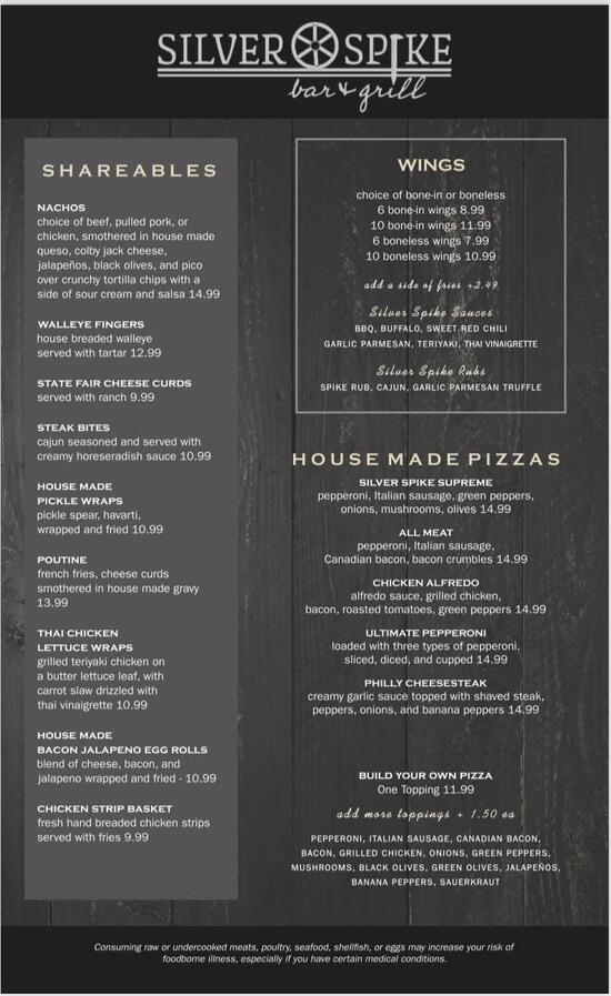 Menu at The Silver Spike Bar & Grill, Dilworth
