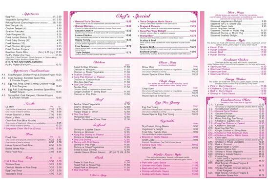 Menu at Lucky Corner restaurant, Raymond