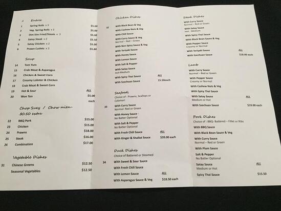 Menu at Oanh Kitchen Restaurant, Angaston