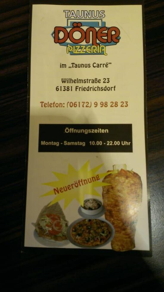 Speisekarte von Taunus Döner restaurant, Friedrichsdorf