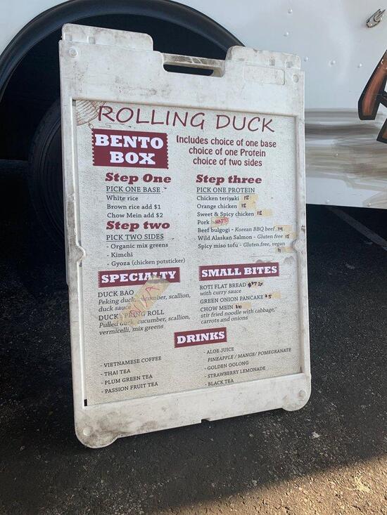 Menu at Rolling Duck, San Jose
