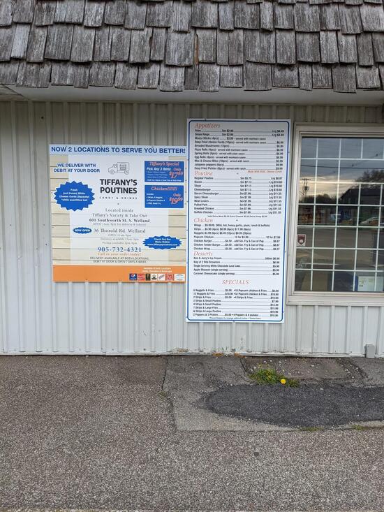 Menu at Contact Tiffany's Variety and Takeout for the same Poutine! EXT ...