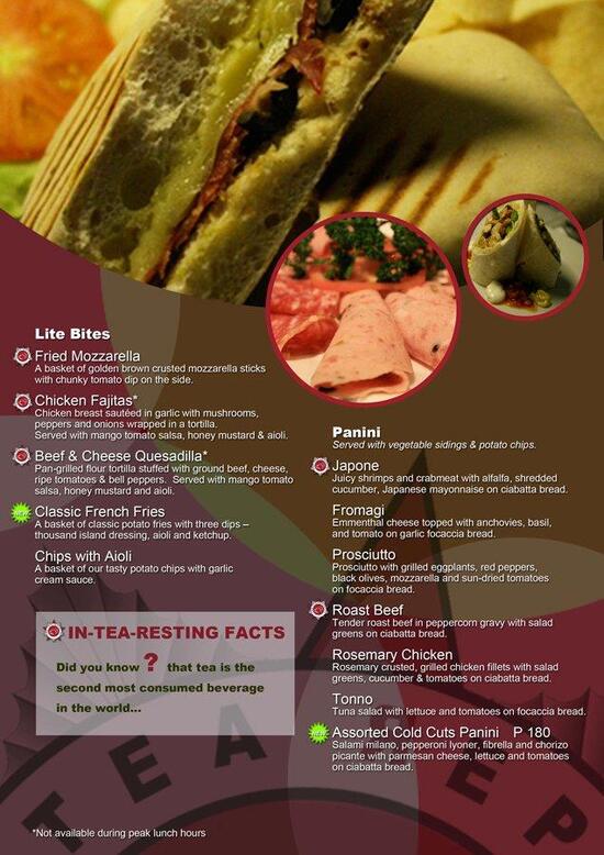 Menu at The Tea Republic Tea Salon, Makati