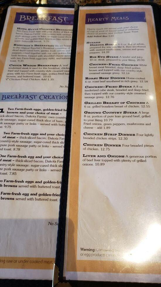 Menu at Dakota Farms Family Restaurant, Mandan