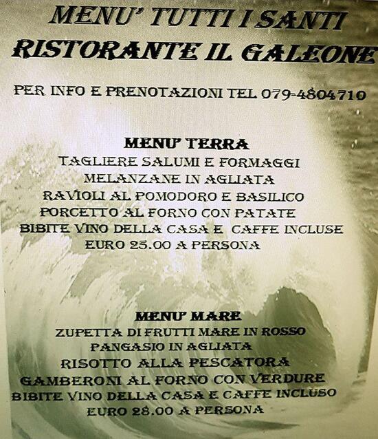 Menu da IL Galeone Ristorante Bar, Porto Torres, V. Lungomare Balai