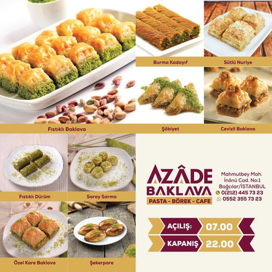 Menu at Azade Baklava, Istanbul