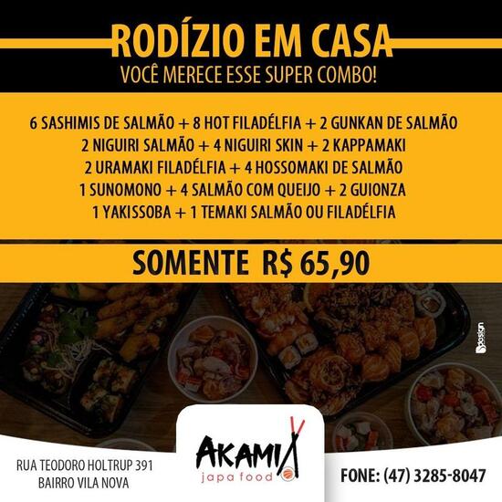 Menu at Akami restaurant, Blumenau