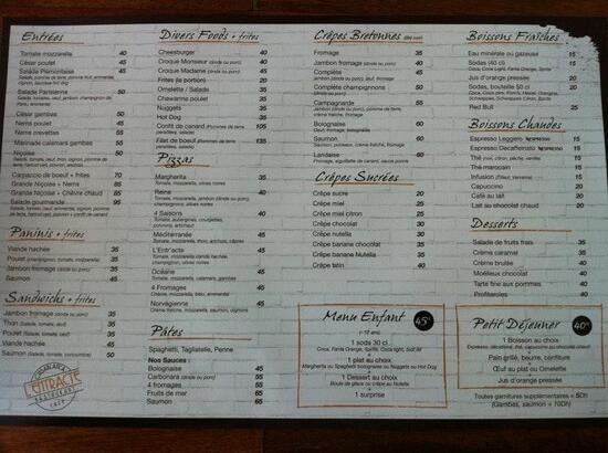 Menu at L'Entr'Acte - by Megarama restaurant, Casablanca
