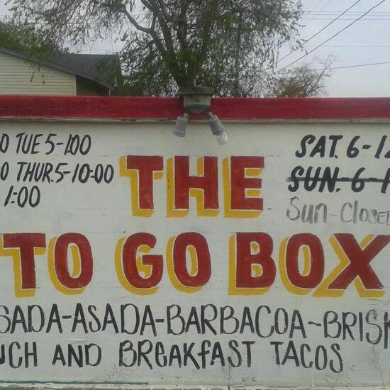 Menu at The To Go Box restaurant, Gregory