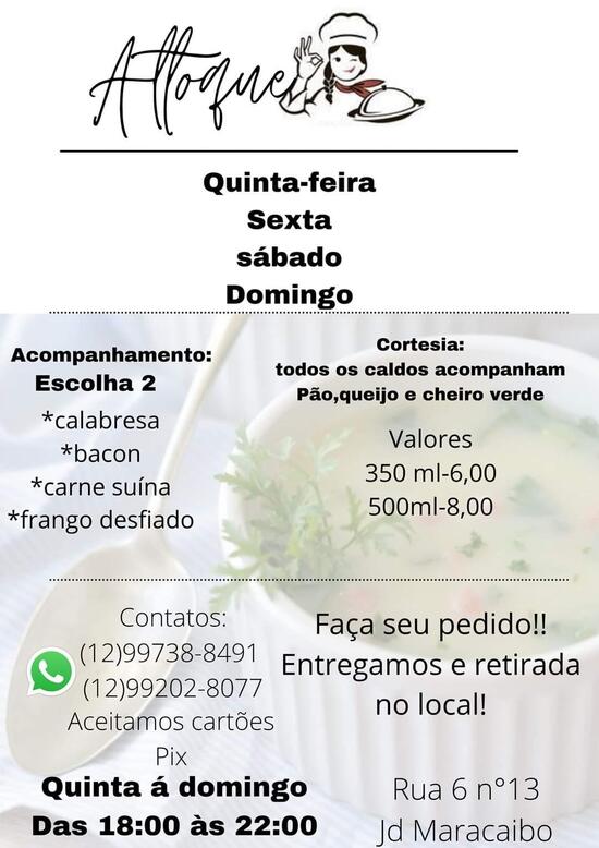 Menu at Al Toque Caldinhos restaurant, Taubaté