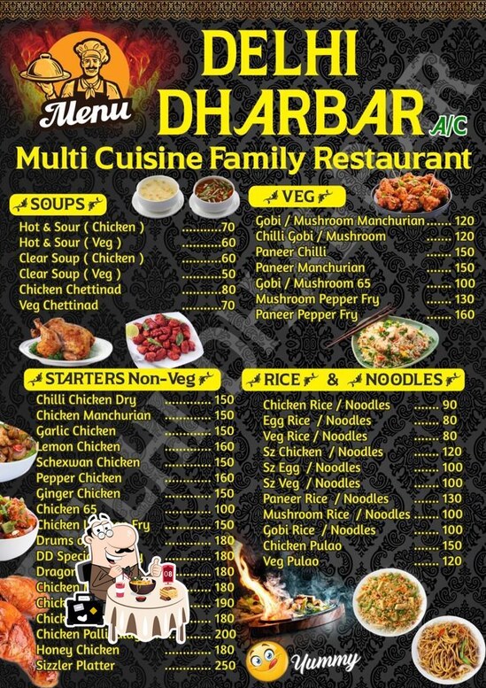 Menu at DELHI DARBAR A/C, Bommidi