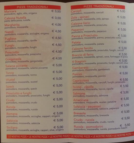 Menu at Pizzeria Aida Ponte Lambro, Ponte Lambro