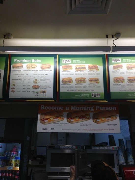 Menu at Subway restaurant, Newcastle West, Steel St.