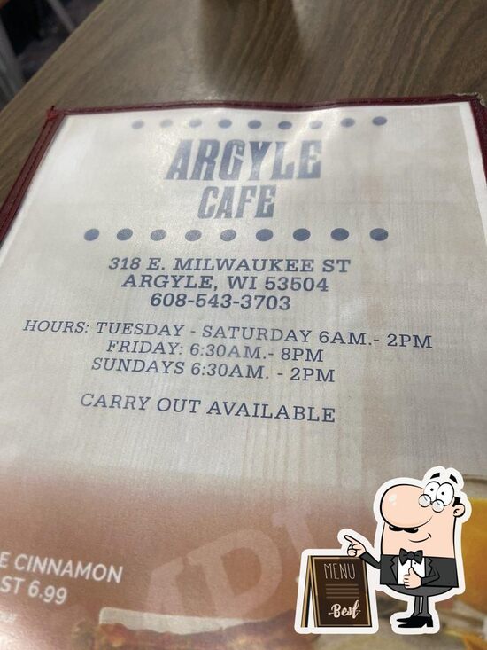 Menu at Argyle Cafe, Argyle