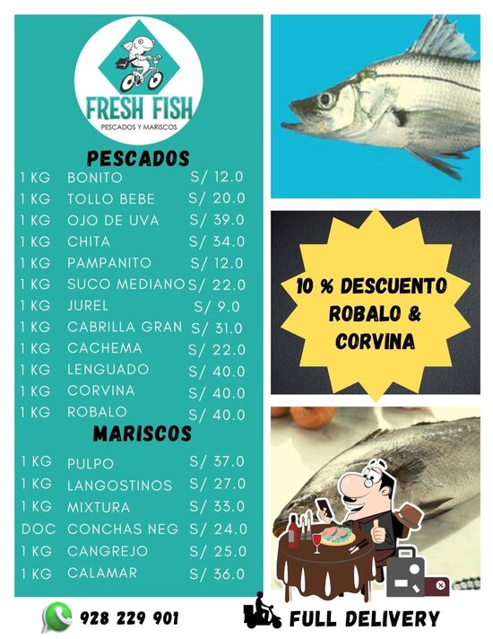 Menu at Fresh Fish restaurant, Trujillo