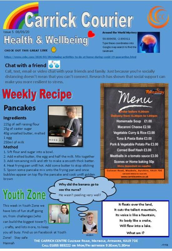 Menu at The Carrick Centre cafe, Maybole