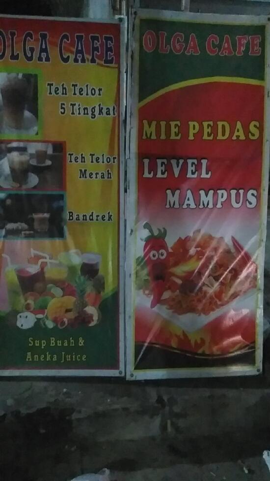 Menu at Cafe Olga..tempat ABG nongkrong, Air Jamban