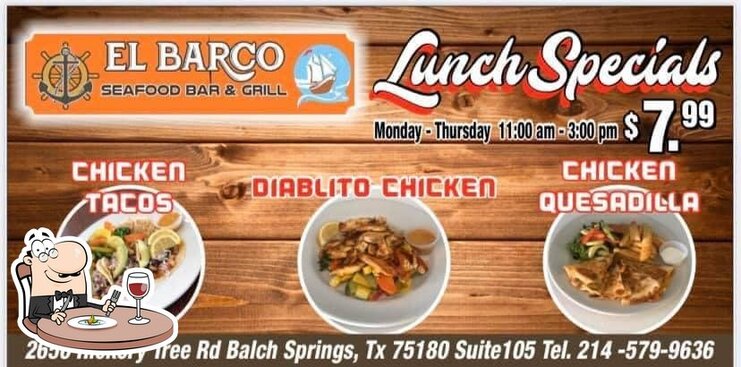Menu at El barco Seafood Bar & Grill.”, Balch Springs
