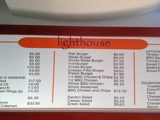 Menu at Lighthouse Seafood Mackay restaurant, Mackay Harbour, 50 ...