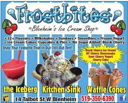 Menu at FROSTBITES cafe, Chatham-Kent