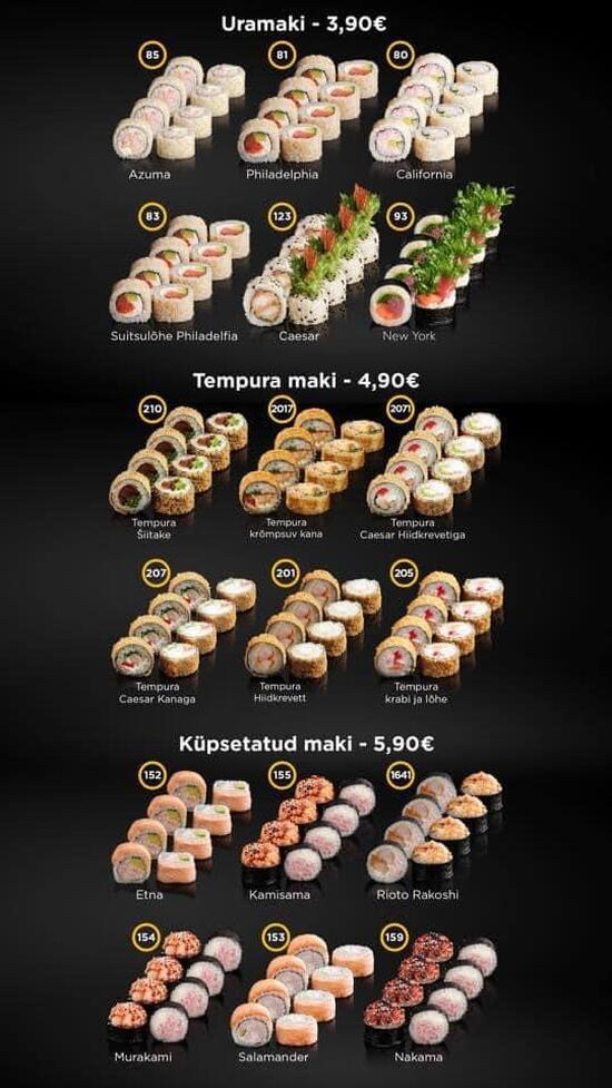 Menu at My Sushi Viimsi restaurant, Haabneeme