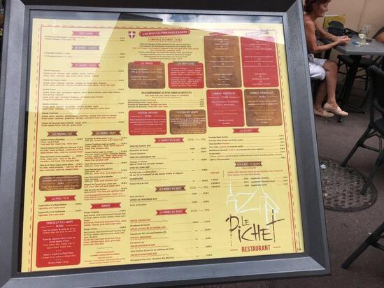 Menu at Le Pichet restaurant, Annecy