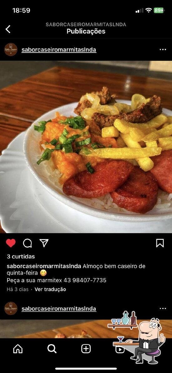 Menu at Marmitaria Sabor Caseiro restaurant, Londrina