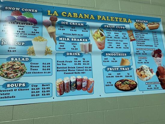 Menu at La Cabana Paletera pub & bar, Corpus Christi