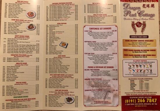 Menu at Dragon Pearl cottage Chinese take away restaurant, Newcastle ...