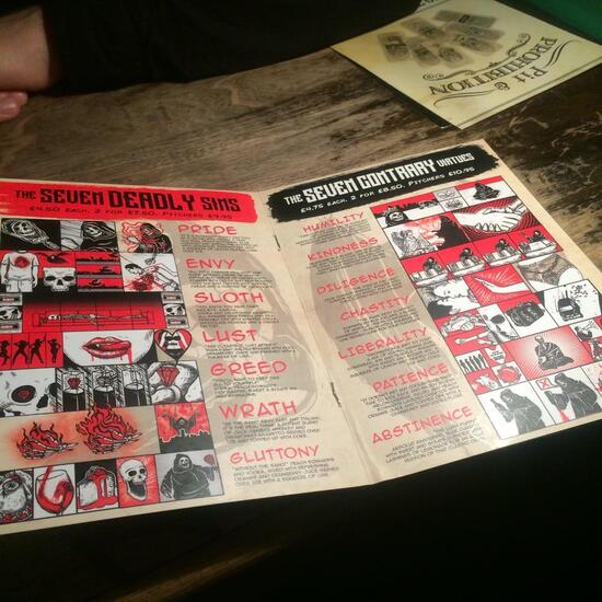 Menu at Pit & Pendulum pub & bar, Nottingham, 17 Victoria St
