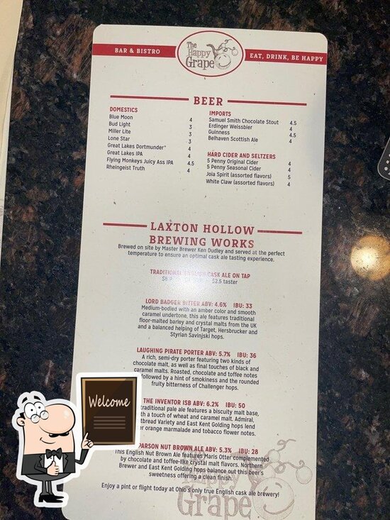 Menu at The Happy Grape Bar & Bistro, Lexington, 300 E Main St
