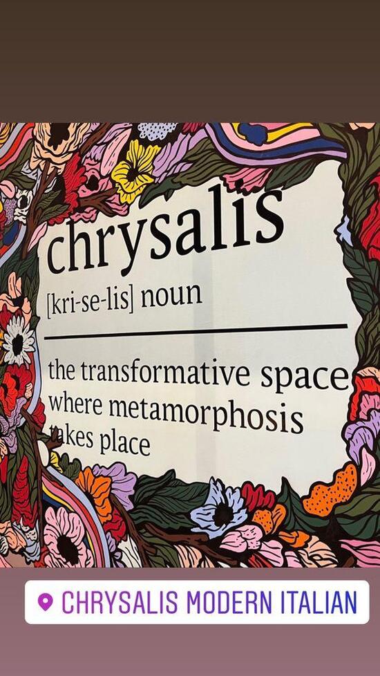 Menu at Chrysalis Modern Italian restaurant, Franklin