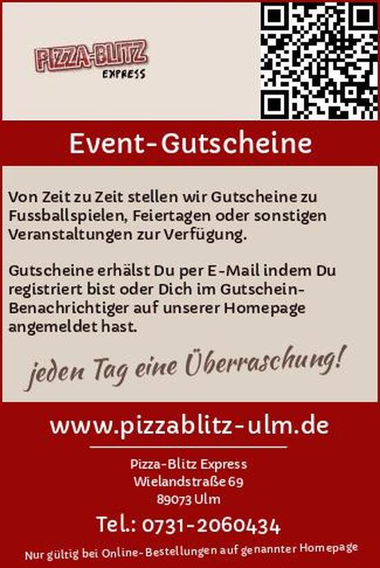Carta de Pizza-Blitz Express, Ulm