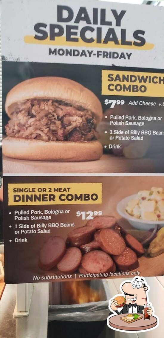 Menu at Billy Sims Barbecue, Franklin