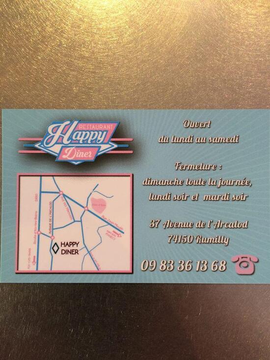 Menu at Happy Diner restaurant, Rumilly