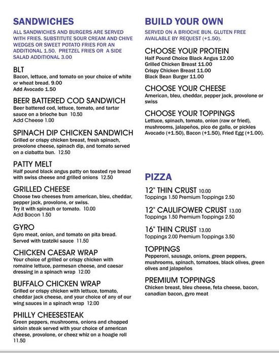 Menu at Humdinger’s Bar & Grill, Merton