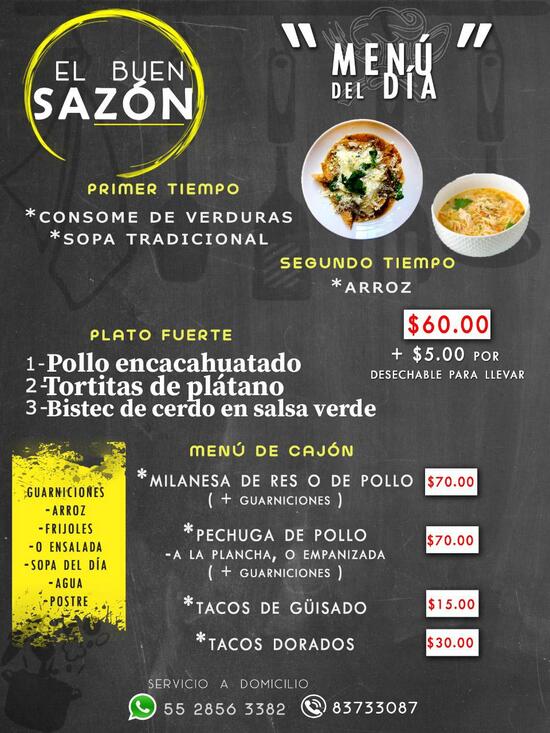 Carta del restaurante El Buen Sazón, Naucalpan del Juárez, Av. Vía ...