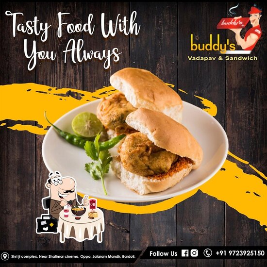 Menu at Buddy's vadapav & sandwich ( Bardoli ), Bardoli