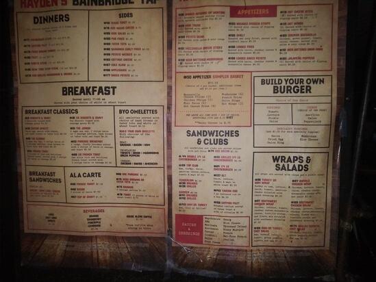 Menu at Bainbridge Tap pub & bar, Bainbridge