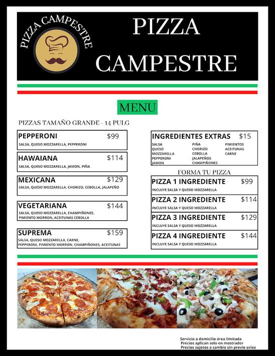Menu at Pizza Campestre restaurant, Nuevo Laredo