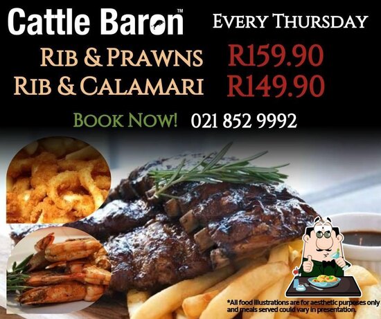 Menu at Cattle Baron, Cape Town, Huising Street