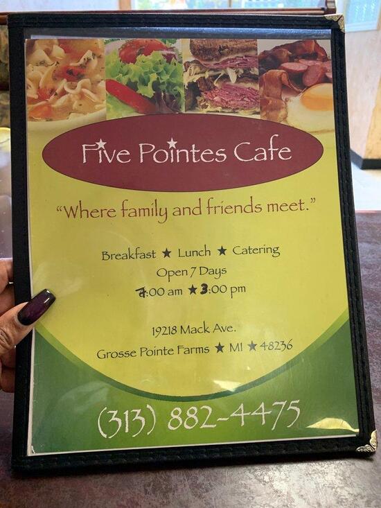 Menu at Five Pointes Cafe, Grosse Pointe Farms