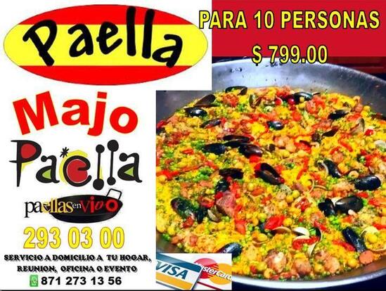 Menu at Majo Paellas El Rey De La Paella restaurant, Torreón