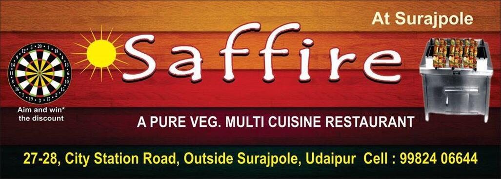 Menu at Saffire Restaurant, Udaipur